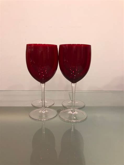 Vintage Ruby Wine Glasses Set Of 4 Etsy