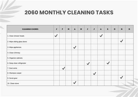Monthly Cleaning Chart In PDF Illustrator Download Template Net
