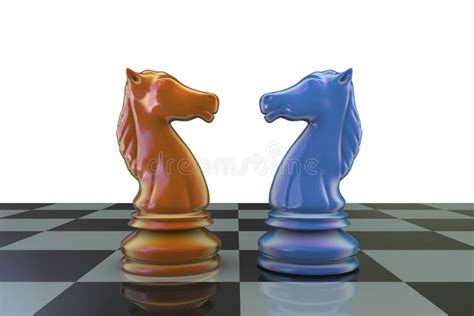 Chess Knights On Chess Board Stock Illustration Illustration Of