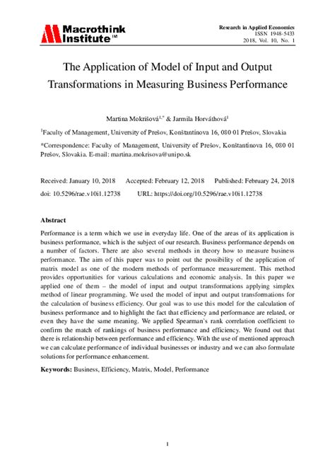 pdf the application of model of input and output transformations in