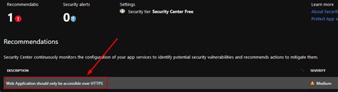 Azure How To Fix Web Application Should Only Be Accessible Over Https Warning Stack Overflow