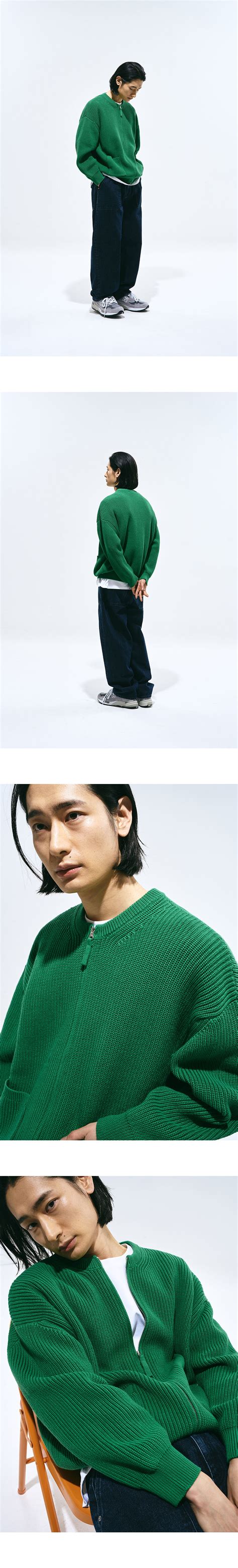코튼 투웨이 벌룬 니트 집업 [그린] 감도 깊은 취향 셀렉트샵 29cm