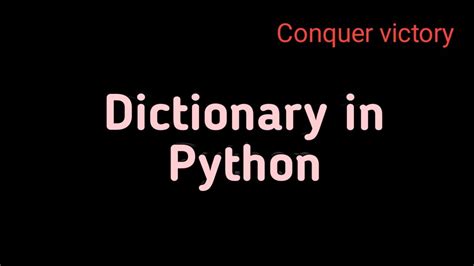 Dictionary In Python In Tamil YouTube