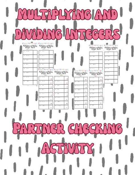 Multiplying And Dividing Integers Partner Checking Activity Tpt