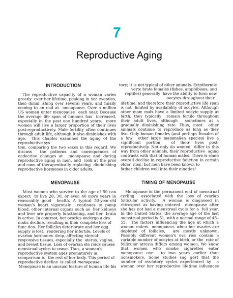 Reproductive Aging Chapter 7 Reproductive Aging Introduction The