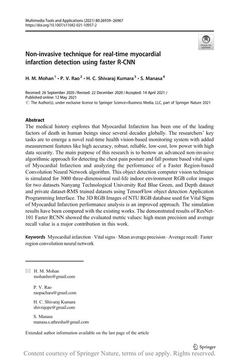 Non Invasive Technique For Real Time Myocardial Infarction Detection Using Faster R CNN