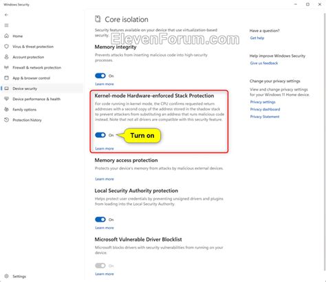 Enable Or Disable Kernel Mode Hardware Enforced Stack Protection In Windows 11 Windows 11 Forum