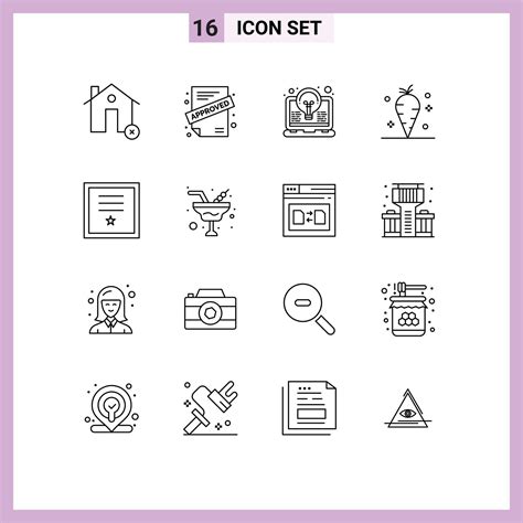 16 User Interface Outline Pack Of Modern Signs And Symbols Of Badges Vegetable Bulb Thanksgiving