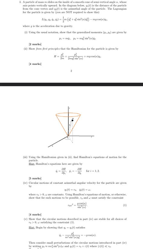 Solved A Particle Of Mass M Slides On The Inside Of A Chegg