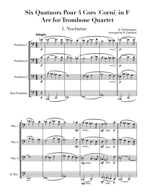Six Quatuors For Trombone Quartet Pdf Musical Compositions