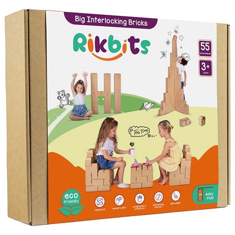 Buy Rikbits Big Interlocking Building Blocks Kit 55pcs Brown In