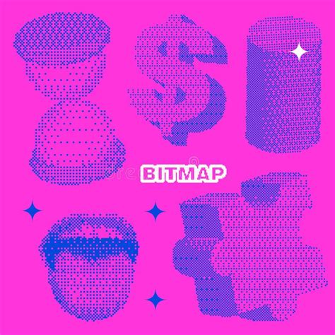 Universal Trendy Pixel Textured Geometric Bright Bold 3d Shapes Set