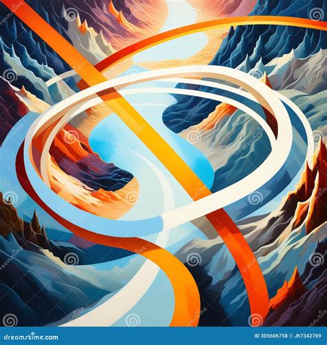 An Abstract Interpretation Of Two Paths Crossing Each Other Stock