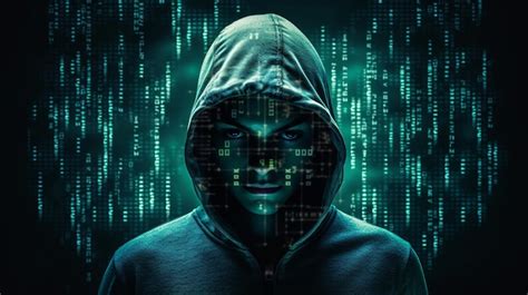 Premium Ai Image Hacker With Binary Code Hacker In Cyberspace