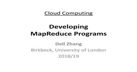 Pdf Developing Mapreduce Programs Dokumentips