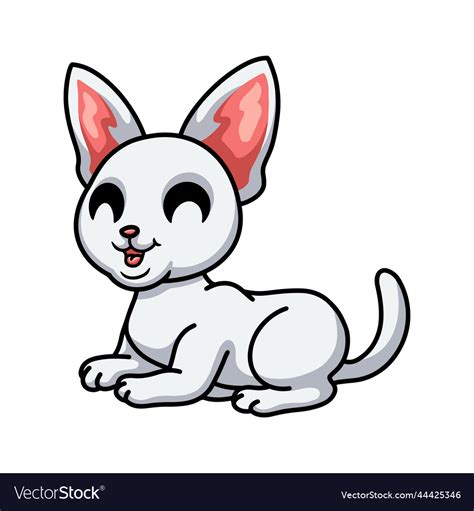 Cute Devon Rex Cat Cartoon Sitting Royalty Free Vector Image