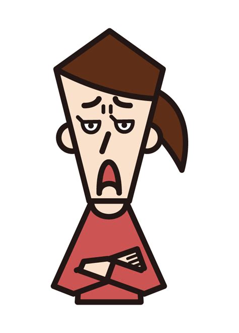팔을 접은 채 화를 내는 사람여자의 일러스트 무료 일러스트 소재집 Kukukeke