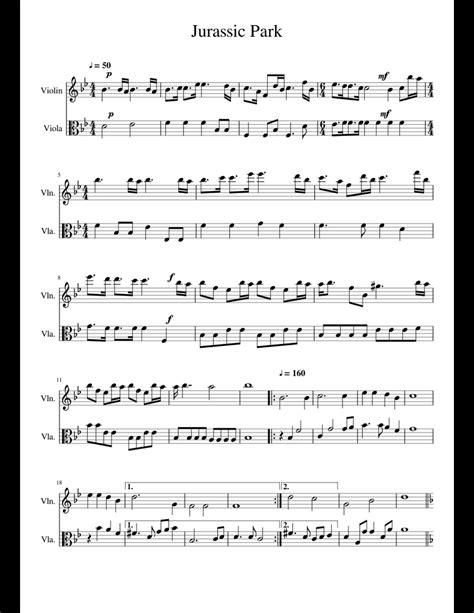 Jurassic Park Sheet Music For Violin Viola Download Free In Pdf Or Midi