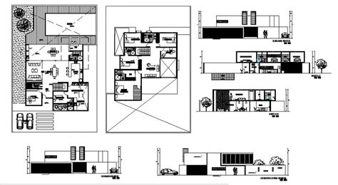 Plan Elevation And Sectional Detail Of Residential Apartment 2d View Autocad File