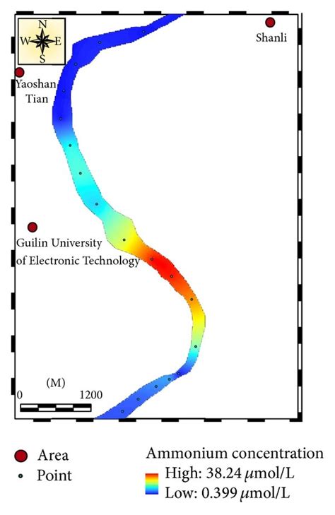 The Spatial Variation Of Ammonium Concentration In Huajian River