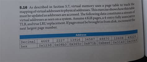 Solved 516 As Described In Section 57 Virtual Memory Uses