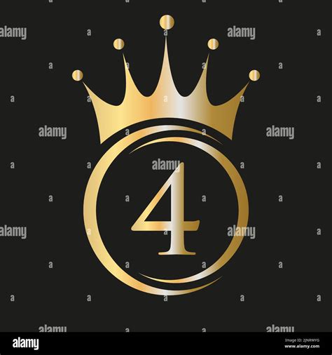 Letter 4 Crown Logo Royal Crown Logo For Spa Yoga Beauty Fashion Star Elegant Luxury Sign