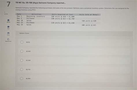 Solved TB MC Qu Algo A Company S Inventory Records Chegg
