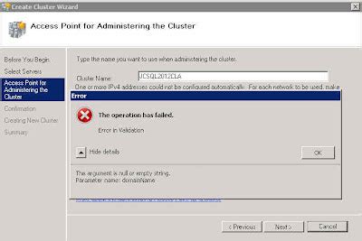 Ask A Dba Error When Creating Windows R Cluster The Argument Is Null Or Empty String