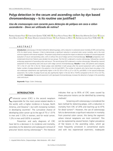 PDF Polyp Detection In The Cecum And Ascending Colon By Dye Based Chromoendoscopy Is Its