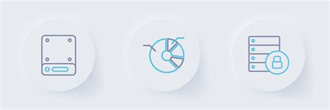 Set Line Server Security With Padlock Pie Chart Infographic And Icon Vector Stock Illustration