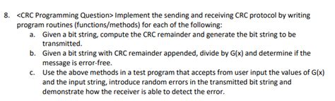 8 Implement The Sending And Receiving Crc Protocol