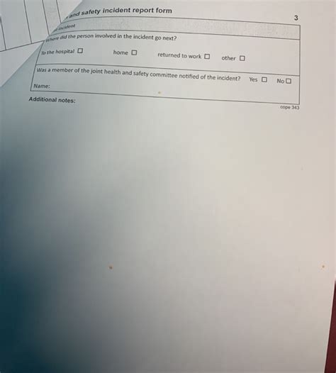 Solved Alth And Safety Incident Report Form Workers Health And