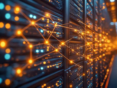 Complex Tech Network Shows Interconnected Database Servers Data