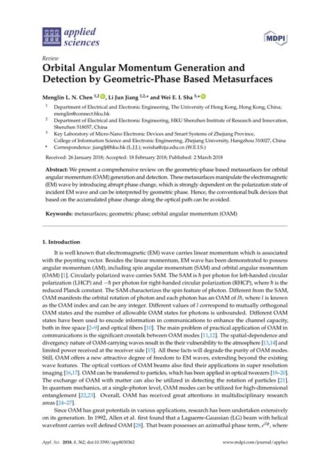 Pdf Orbital Angular Momentum Generation And Detection By Geometric Phase Based Metasurfaces