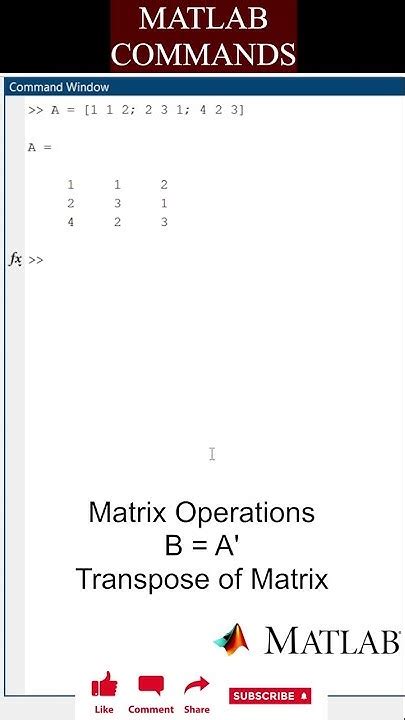 Shorts Matlabtutorials Matrix Operations Transpose Of A Command