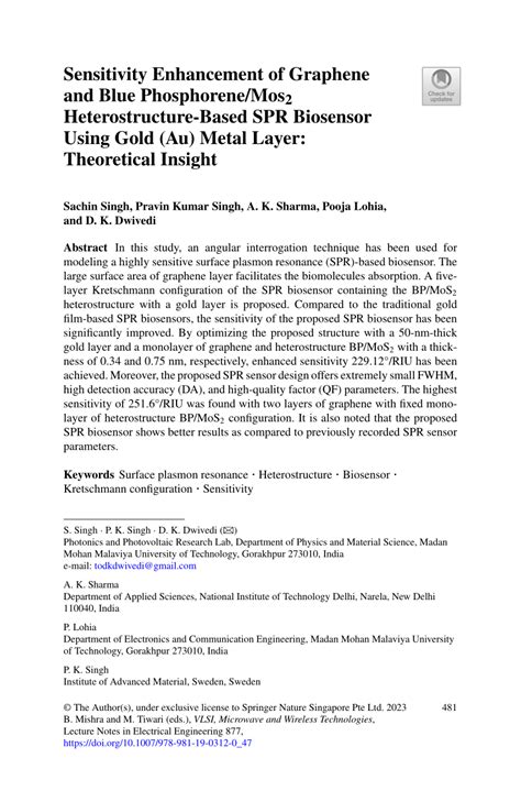 Pdf Sensitivity Enhancement Of Graphene And Blue Phosphorenemos2