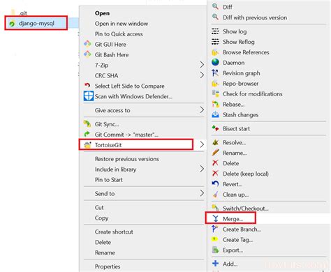 How To Merge Two Separate Branches Using Tortoise Git Client Roy Tutorials