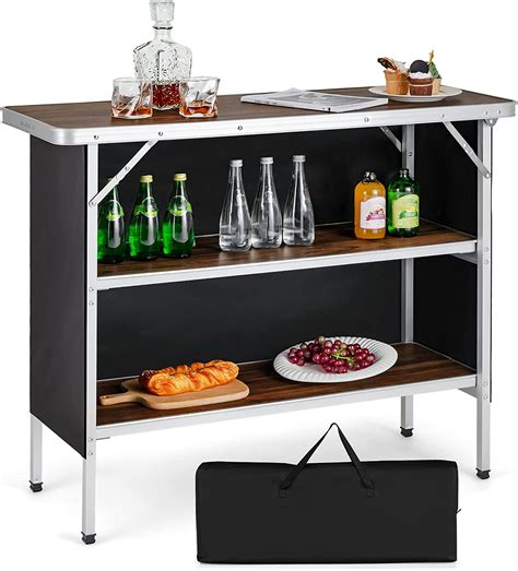 Giantex Portable Bar Table For Events Folding Mobile