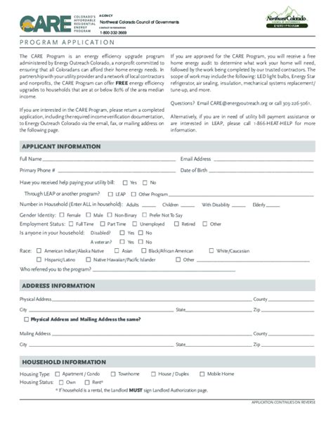 Fillable Online Weatherization Assistance Program Application Return Nwccog Fax Email
