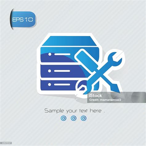 Simbol Database Desain Stiker Versi Biru Vektor Bersih Ilustrasi Stok