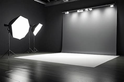 3d 렌더링 템플릿을 보여주는 스포트라이트 배경에 빈 사진 스튜디오 배경 프리미엄 Ai 생성 이미지