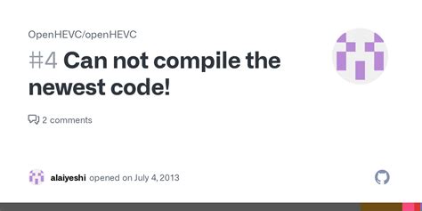 Can Not Compile The Newest Code · Issue 4 · Openhevcopenhevc · Github
