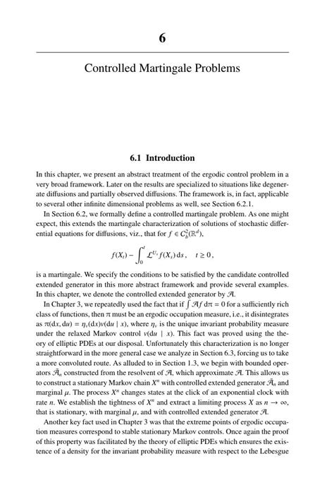Controlled Martingale Problems Chapter 6 Ergodic Control Of Diffusion Processes