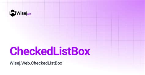 Checkedlistbox Wisejnet Api