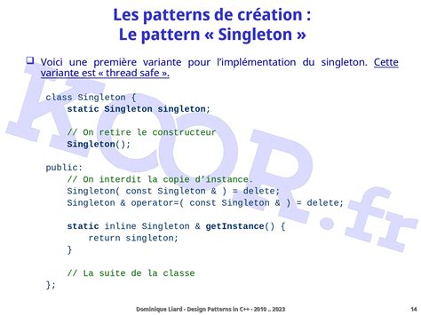 Design Patterns Avec C Les Patterns De Création Le Pattern Singleton