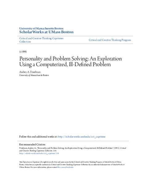 Pdf Personality And Problem Solving An Exploration Using A