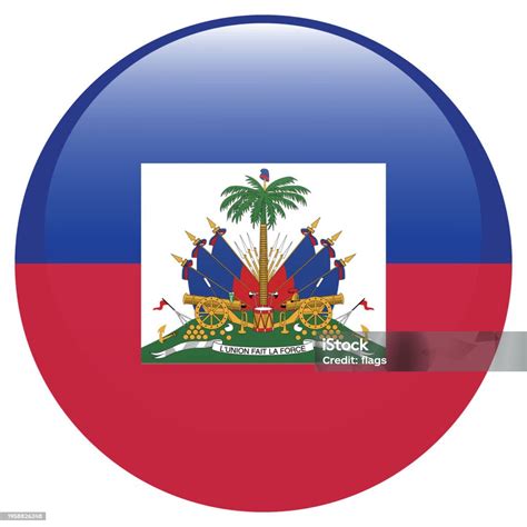 아이티 국기입니다 버튼 플래그 아이콘입니다 원 아이콘 플래그입니다 표준 색상 3d 일러스트레이션입니다 컴퓨터 일러스트레이션 디지털 일러스트레이션 벡터 일러스트 레이 션입니다
