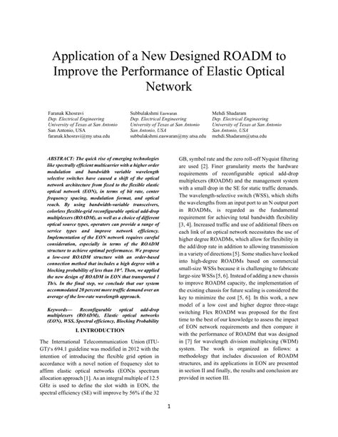 Pdf Application Of A New Designed Roadm To Improve The Performance Of
