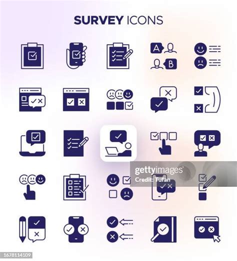 Survey Icon Set Questionnaire Poll Research Responses Feedback Surveyor Sampling High Res Vector