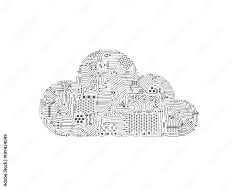 Cloud Computing Technology With Circuit Pattern Vector Illustration Stock Vector Adobe Stock